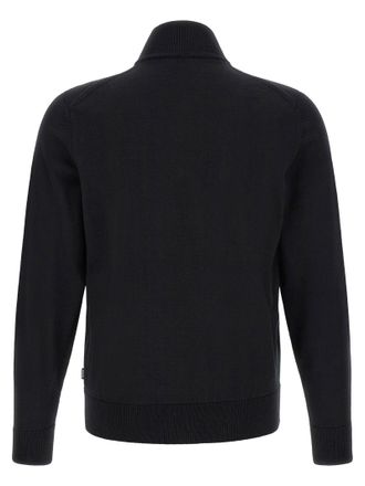 HUGO BOSS Virgin Wool Half-Zip Sweater - Black