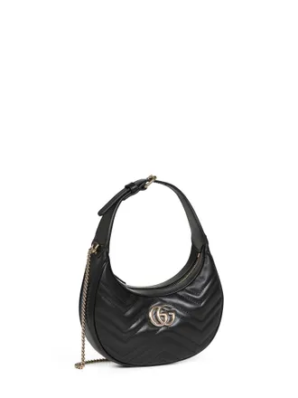 Gucci Womens Black Gg Marmont Small Shoulder Bag Calf Leather Handbags Hand