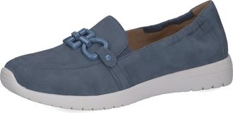 Caprice Damen Slipper aus Leder Bequem, Blau (Blue Suede), 39 EU