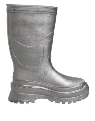 Dolce & Gabbana Metallic Rubber Rain Boot - Silver