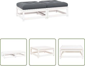 vidaXL vidaXL Repose-pied modulaire - Repose-pieds de jardin avec coussins lot de 2 Blanc Bois de pin