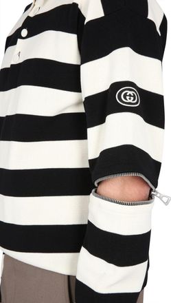 Gucci Knitted Cotton Pointed-Collar Polo - Ivory
