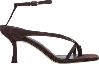 Estro & Luminara Femme, Chaussures, Brun, Taille: 40 EU Sandales &agrave; Talons Style Tongs en Velours