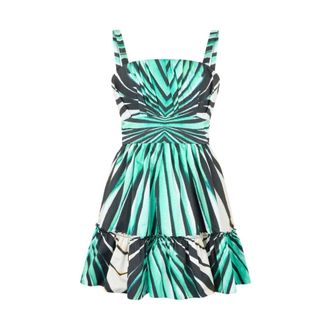 Roberto Cavalli Meerdruck Minikleid mit R&uuml;sche - - Dresses - Damen - Blau - S