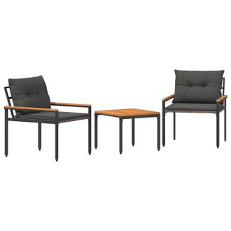 vidaXL Vidaxl Set Mobili Da Esterno 3 Pz Grigio Scuro Polyrattan