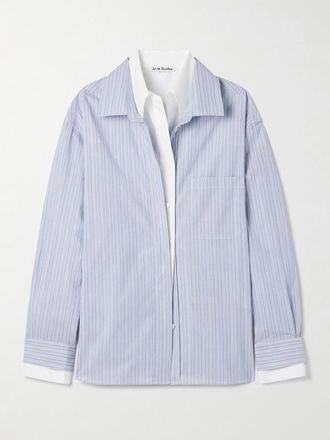 Acne Studios Mehrlagiges Hemd Aus Biobaumwollpopeline Mit Streifen - Blau