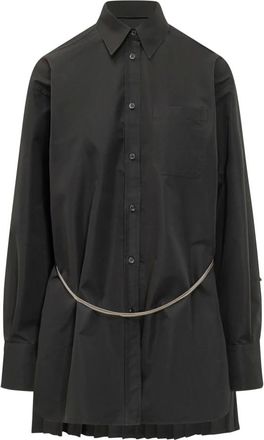 Sportmax Femme, Blouses et Chemises, Noir, Taille: 40 FR Long Shirt with Pleated Hem