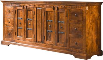 Massivmoebel24 Credenza In Legno Di Acacia 212x50x92 Miele Dorato Laccato Oxford 0414