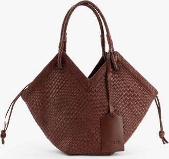 Ibeliv Trinity Medium vegetable-tanned leather shoulder bag with a woven pattern - IBELIV - gender_Woman