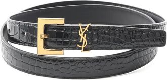 Saint Laurent ceinture en cuir à logo Cassandre (années 2020) - Noir