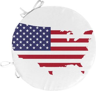 Fabulous Stuhlkissen, rund, Flagge USA, Fußballkarte, USA, 40 cm