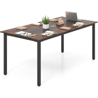 Costway Table de Conf&eacute;rence180 x 90 cm, Table de R&eacute;union pour 8-10 Personnes, Rectangulaire avec Passe-c&acirc;ble pour Salle de R&eacute;union, Bureau, Salle &agrave;