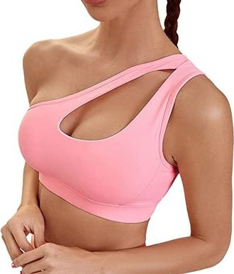 Generic Femmes Sexy Une Épaule Plus La Taille Exercice Shake Preuve Yoga Soutien-Gorge sous-Vêtements Lot Brassiere Femme Sport Soutien Gorge Dos (Red, S)