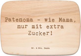 Mr. & Mrs. Panda Fr&uuml;hst&uuml;cksbrett Spruch Patenoma Liebe - Geschenk, Verw&ouml;hnen, Holzbrett, Magie, Pr&auml;sent, Schneidebrett Holz, Verwandte, Mama