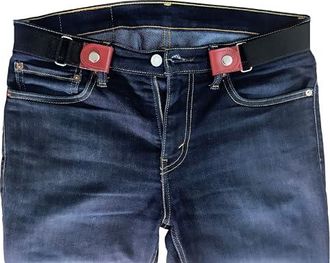 Valerio 1966 Ceinture En Rouge Cuir Véritable pour Hommes Unisexe Sans Boucle Sans Tracas Sans Renflement Respirer Facile (125 cm/ 48 Inches)