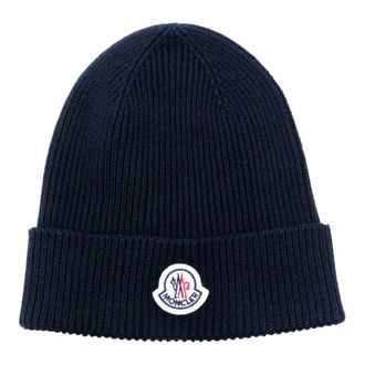 Moncler Rippstrick-M&uuml;tze - - Accessories - unisex - Blau - ONE SIZE