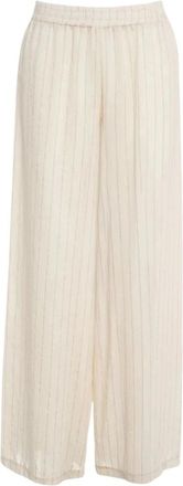 Kaos Kaos, Femme, Pantalons, Blanc, Taille: 42 FR Pantalon large m&eacute;lang&eacute; lin &agrave; rayures