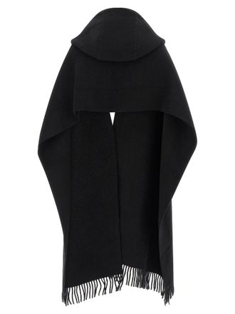 Brunello Cucinelli Wool and Cashmere Knit Hooded Scarf - Black
