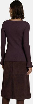 Zero Strickpullover Damen mit R&uuml;schen (1-tlg) Struktur
