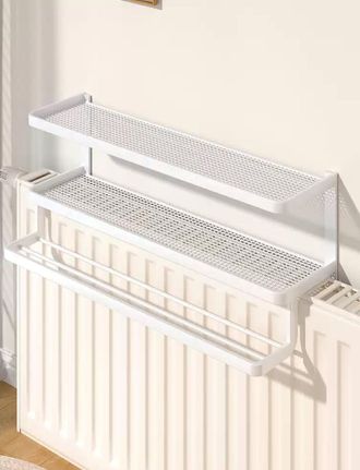 Generic Metall-Heizk&ouml;rperregal ohne Bohren mit Trockengestell, modernes schwebendes Wandlagerregal &uuml;ber der oberen Heizk&ouml;rperabdeckung for platzsparende Aufbe