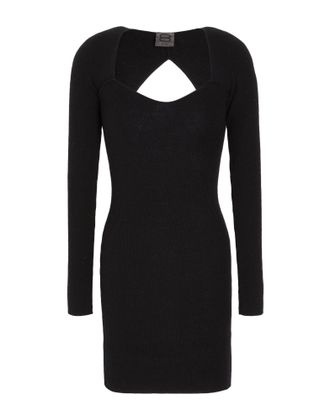 8 by YOOX RIB-KNIT HEART NECK MINI DRESS