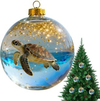Generico Christmas Clear Ball Ornaments - Meeresschildkr&ouml;te, 3D-Acryldekoration, Animal-Themed 3D-Weihnachtskugeln | Transparenter Acrylbaum mit und Kreaturen 