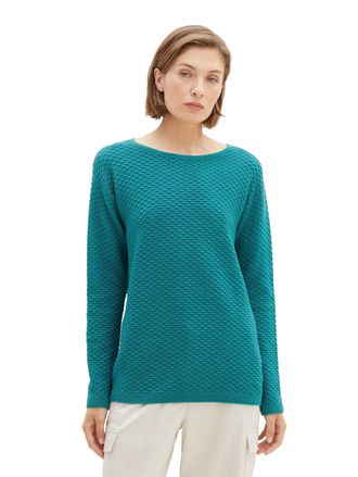 Tom Tailor Damen 1038884 Pullover mit Struktur, 21178-ever Green, XL