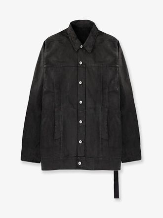 Rick Owens Waxed black denim jacket - DRKSHDW - gender_Man