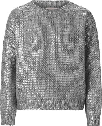 Rich & Royal Gl&auml;nzender Grobstrick Damen Pullover Silberfinish 2510-181, Gr&ouml;&szlig;e:XL