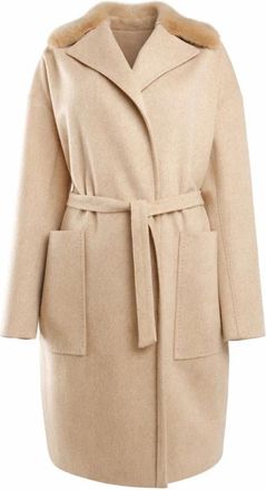 Loro Piana Femme, Manteaux, Beige, Taille: 44 FR Manteau Long en Tissu