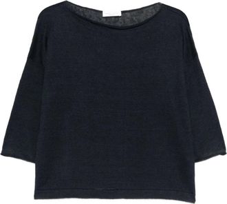Roberto Collina Femme, Pulls, Bleu, Taille: 38 FR Maglia Girocollo Ampio Manica 3/4