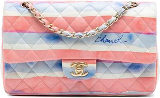 Chanel Hobo Bags - Medium Classic Printed Lambskin Watercolor Double - Gr. unisize - in Gold - f&uuml;r Damen