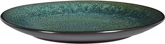 The Home Deco Factory KA0430, Elia Plate in Durable Ceramic, modern and elegant Design, ideal for All Your Meals, Dishwasher Safe, 27 cm, Green and Black