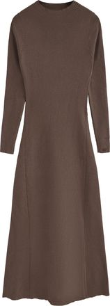 Polo Club Langes Kleid braun mit Perkins-Kragen und Polo Club-Logo