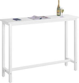 Woltu 1x Bartisch Bistrotisch Stehtisch Esstisch, Metallgestell, Tischplatte aus MDF, Weiß, 140x100x40cm(BxHxT)