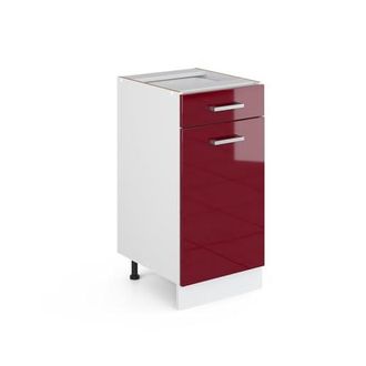 Vicco Meuble Bas Universel R-Line, Rouge Bordeaux Haute Brillance/Blanc, 40 cm avec tiroir, sans Plan de Travail