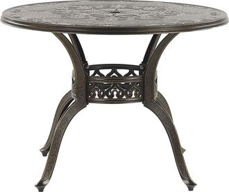 Beliani Gartentisch Dunkelbraun Aluminium runde Form Retro Sapri