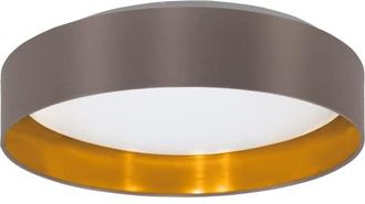Eglo LED Deckenlampe Maserlo 2, Textil Deckenleuchte, Wohnzimmerlampe Decke aus Stoff in gold und cappuchino, Kunststoff in wei&szlig;, warmwei&szlig;, &Oslash; 38 cm