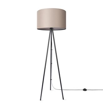 Paco Home Stehleuchte Wohnzimmer Schlafzimmer Stehlampe Dreibein Stoff Lampenschirm Modern LED Stehlampe E27 Einfarbig, Farbe:Beige (Ø45.5 cm), Leuchtenart/Farb