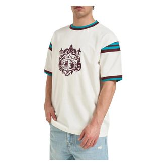 Dr&ocirc;le de Monsieur Homme, Tops, Blanc, Taille: S T-shirt Dancers &agrave; Imprim&eacute; Graphique et Bordures Ray&eacute;es