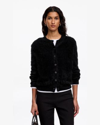 Arket Strickjacke Aus Reinem Geb&uuml;rstetem Kaschmir -Schwarz