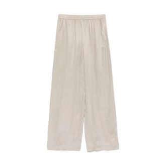 Emporio Armani Hose mit Gummizugbund aus flie&szlig;endem gewaschenem Lyocell - - Trousers - Damen - Beige - L
