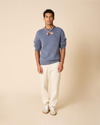 Faguo Pull col rond en laine bleu