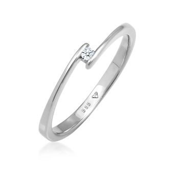 Elli Ringe - Ring Edel Verlobung Diamant (0.03 ct.) 585 Wei&szlig;gol - Gr. 58 MM - in Silber - f&uuml;r Damen