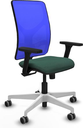 Piqueras y Crespo Idealer Stuhl f&uuml;r die Arbeit mit 3D-Armlehnen, h&ouml;henverstellbare Lendenwirbelst&uuml;tze, ausgestattet mit 3 Positionen und Schneidschaum, Blau/Flaschengr&uuml;