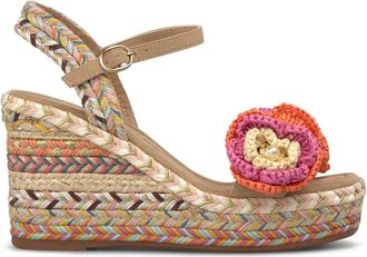 Alma En Pena Alma EN Pena, Femme, Chaussures, Beige, Taille: 39 EU Sandale compens&eacute;e en espadrille avec broderies florales