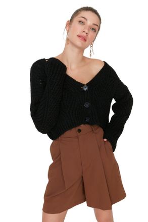 Trendyol Damen Cardigan, Schwarz, Einheitsgröße EU