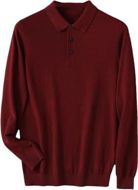 Generic Pull tricot&eacute; en cachemire &agrave; manches longues pour homme, bordeaux, M