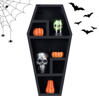 Generic Coffin Wandregal - Großes Themenregal, Einzigartige Inneneinrichtung | Stilvoller Stauraum, Bücherregal, Wohnzimmerzubehör, Gruselige, Wohnkultur