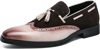 Generic Mocassins classiques pour homme avec pompons, chaussures décontractées à enfiler et chaussures habillées de désherbage pour homme, beige, 40 2/3 EU